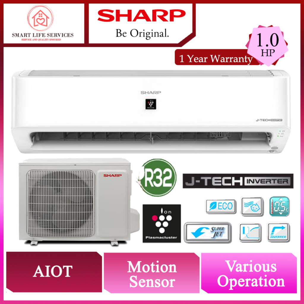 Sharp 1HP-2.5HP AIoT J- Tech Inverter Plamacluster Air Conditioner Aircond penghawa dingin 空调 ...