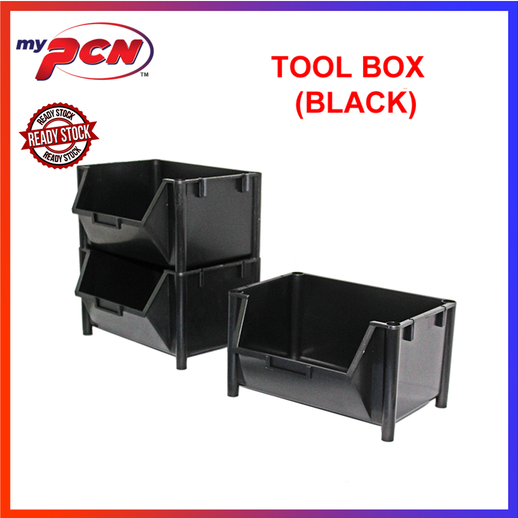 PCN Multipurpose Stack-N-Store Heavy Duty Stackable Open Front Plastic ...