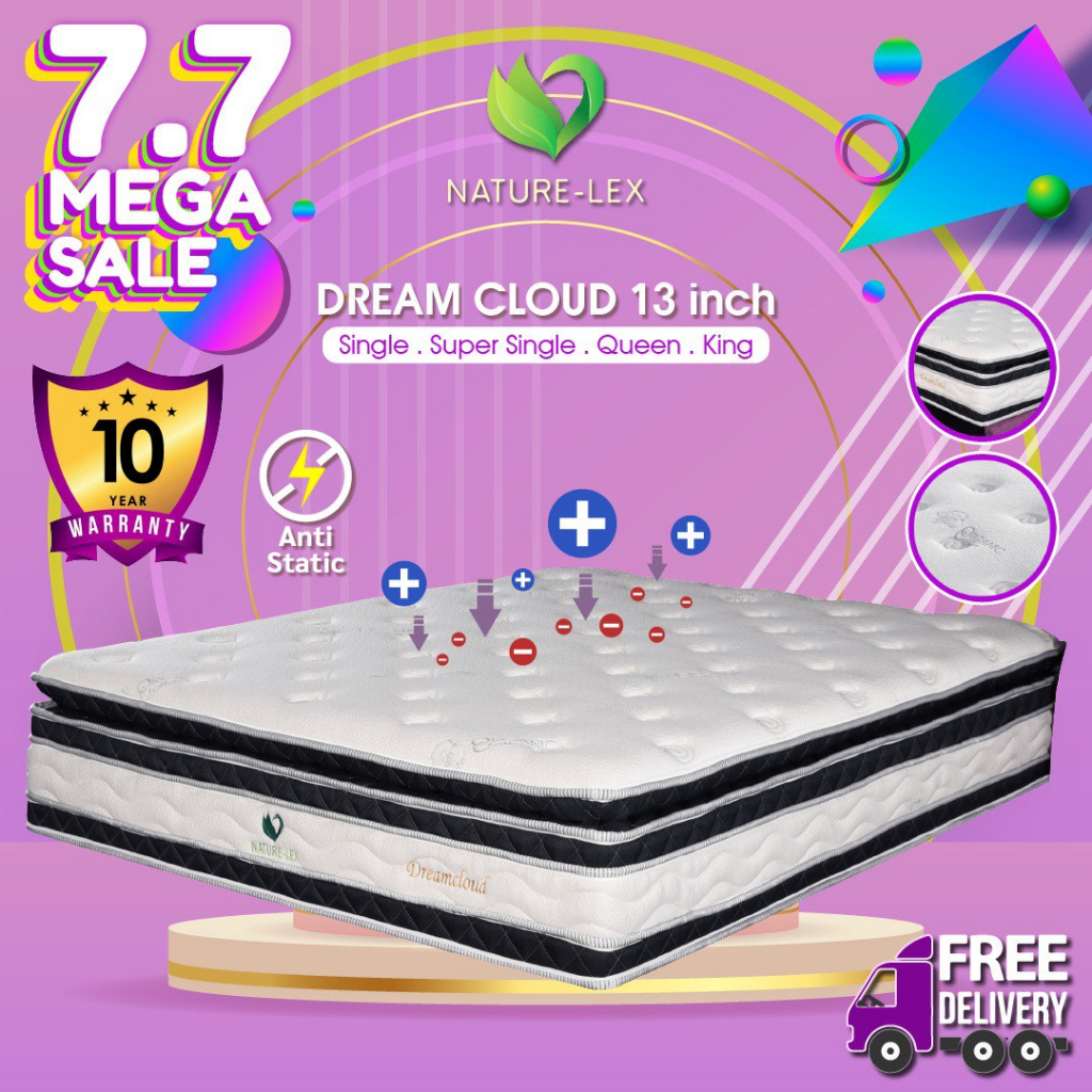 Natural Lex Dream Cloud 13 Inch 5 Zone Pocket Spring Natural Latex ...