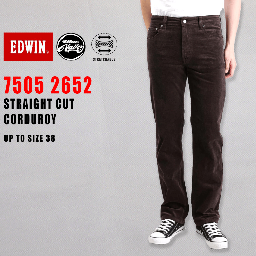 EDWIN 505 Men's Straight Cut Corduroy Jeans (Brown) | Shopee Malaysia