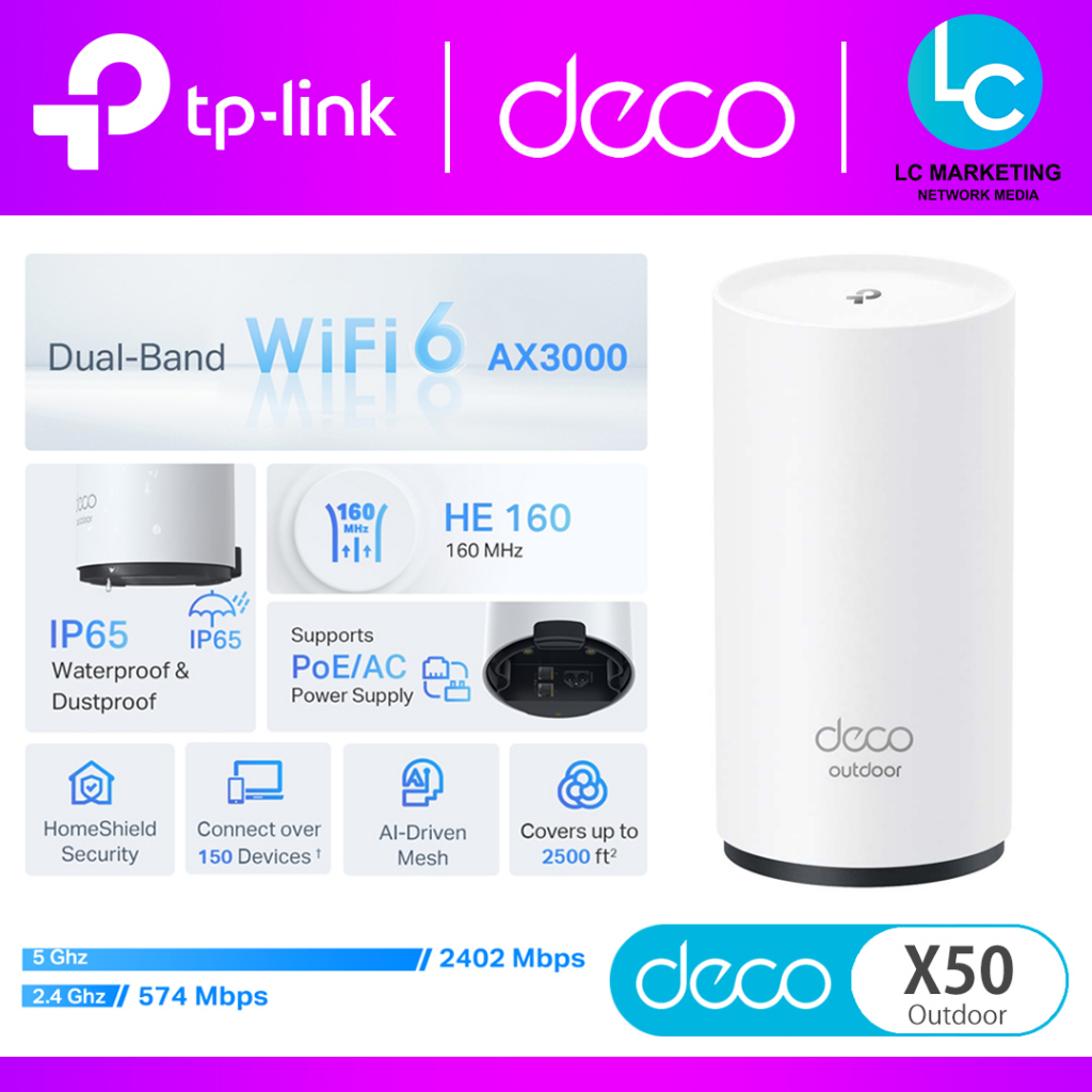 TP-Link Deco X50-Outdoor AX3000 Outdoor Whole Home Mesh WiFi 6 Router ...