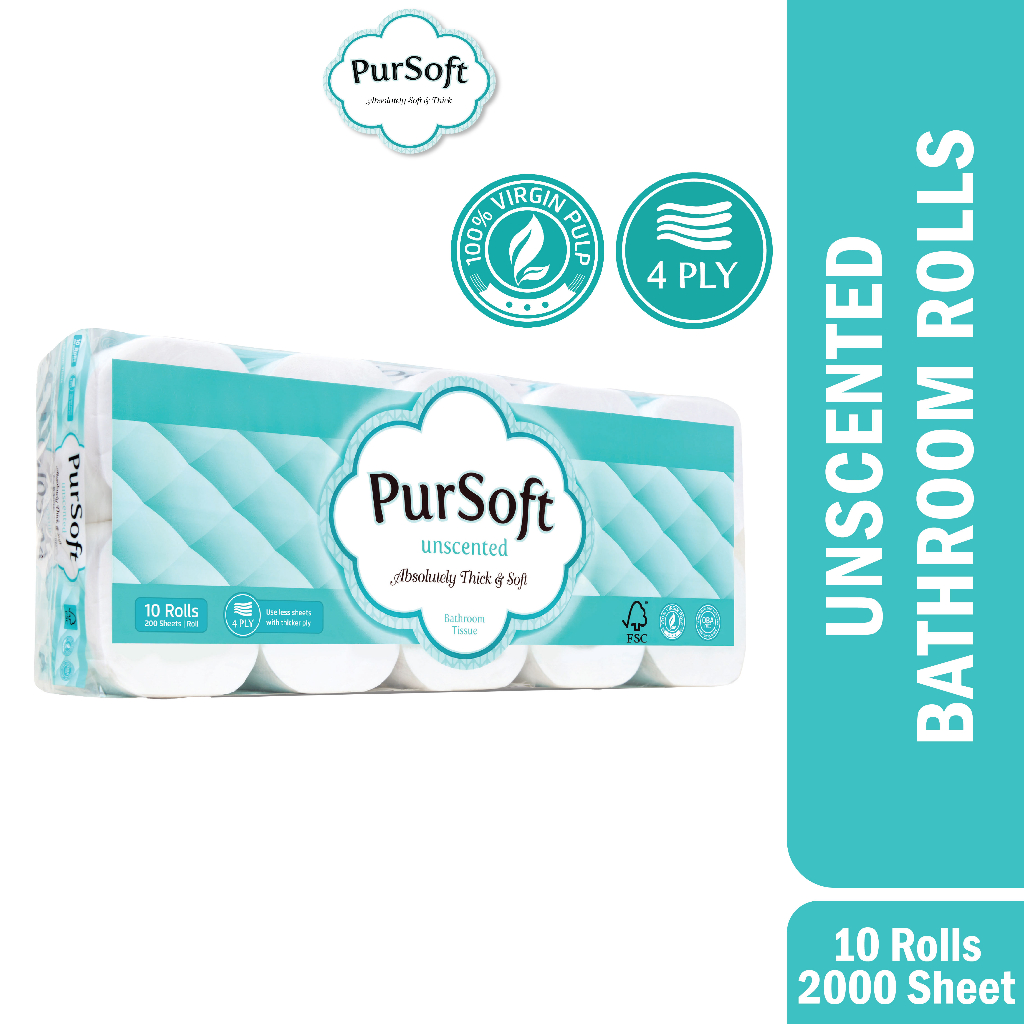 Pursoft Scented/Unscented Core 3 Ply/4 Ply Toilet Tissue Roll Tisu ...