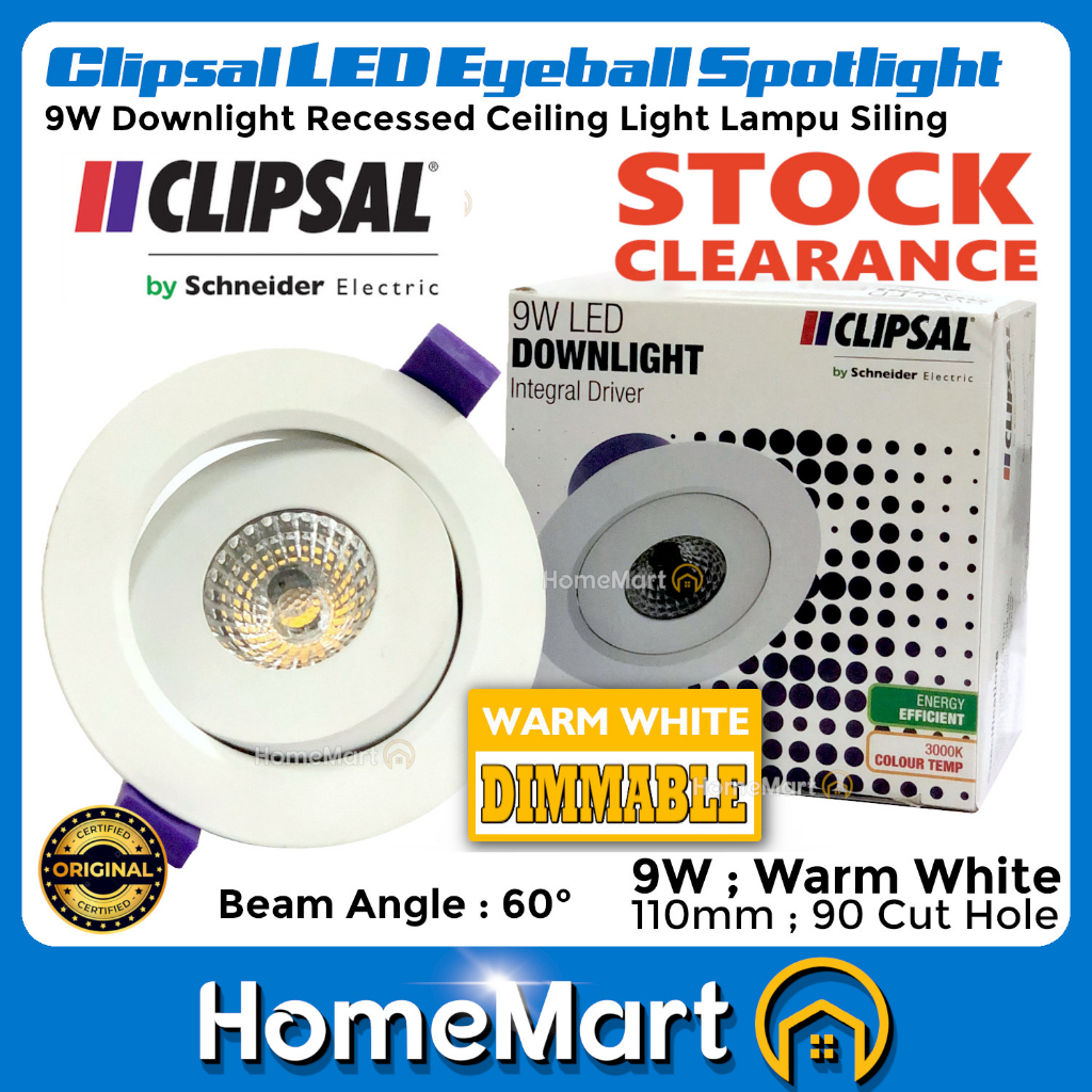 CLIPSAL Schneider LED Eye ball LED Recessed Eyeball Spotlight Round LED ...