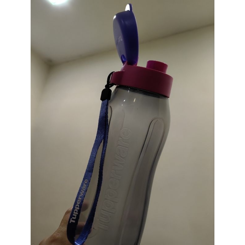 Tupperware Slim Eco Bottle Straw 1L + Strap/ H2GO tumbler 750ml (botol ...