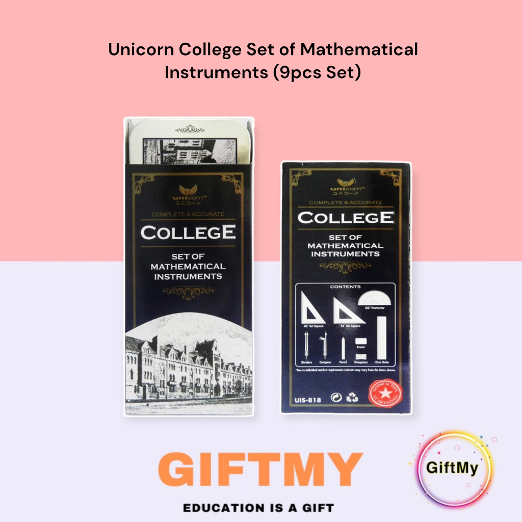 Unicorn College Set of Mathematical Instrument (9pcs Set) Geometry Set ...