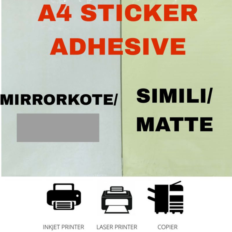A4 MIRRORKOTE/SIMILAR MATTE SELF-ADHESIVE STICKER 100 SHEET | Shopee ...