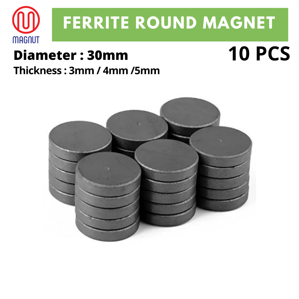 10pcs - Diameter : 30mm * Thickness : 3mm / 4mm / 5mm Ferrite Round ...