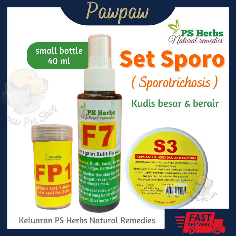 Pawpaw PS Herbs Herb Ubat Set Sporo Kucing Spray F7 Cat Serbuk FP1 ...
