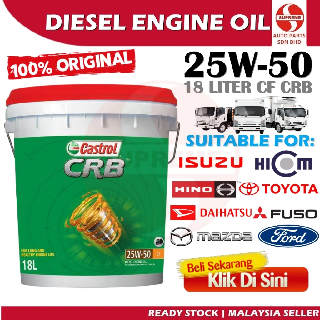 S2U Engine Oil Castrol CRB 25W-50 CF 18Liter For Diesel Enjin Truck ...