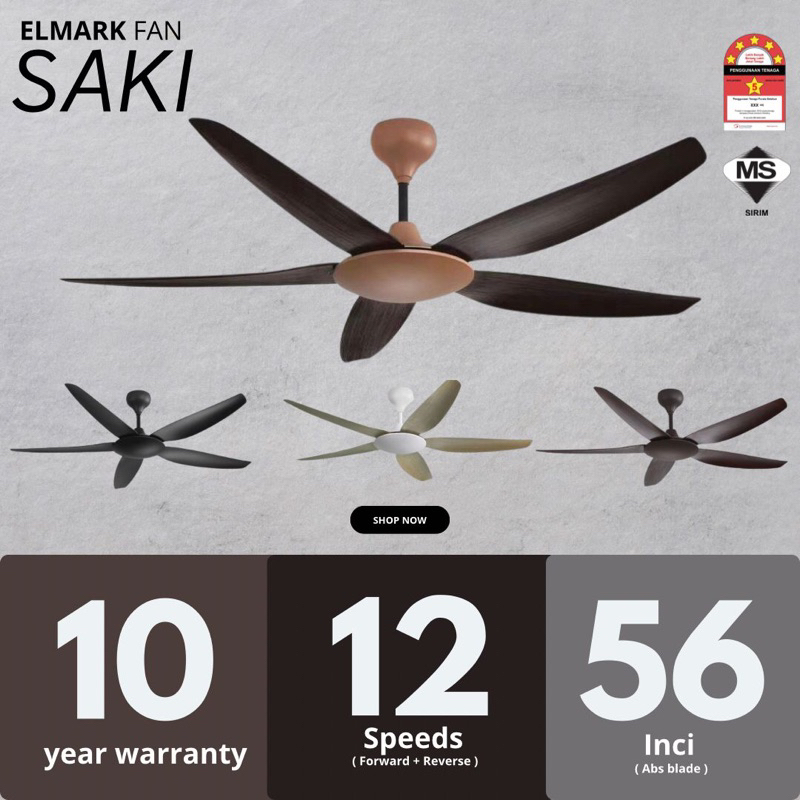 Elmark 42”/56”Saki dc inverter 12speeds new design ceiling fan slim ...