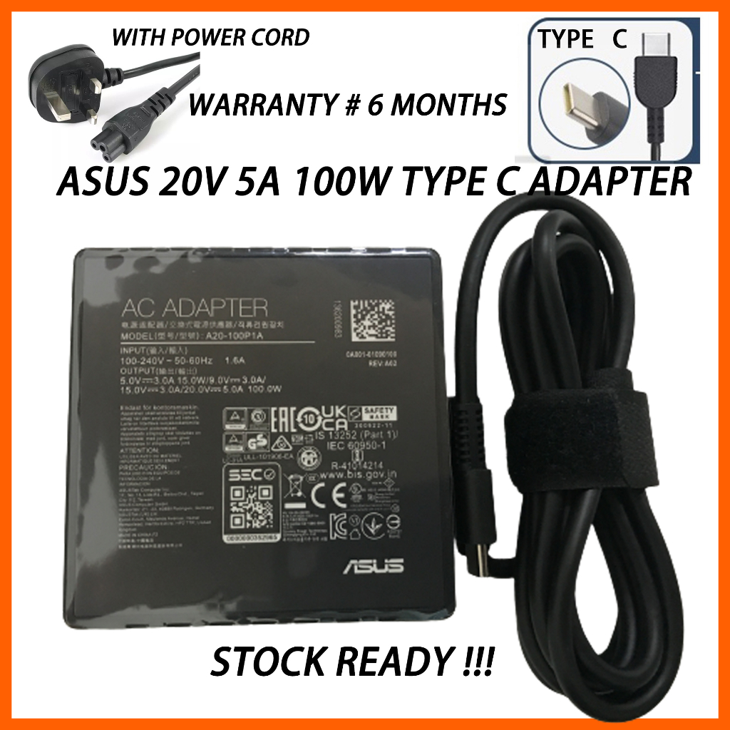 ASUS 20V 5A TYPE-C 100W ZENBOOK 14X FLIP UX5401EA UX5401ZA UX3404VC ...