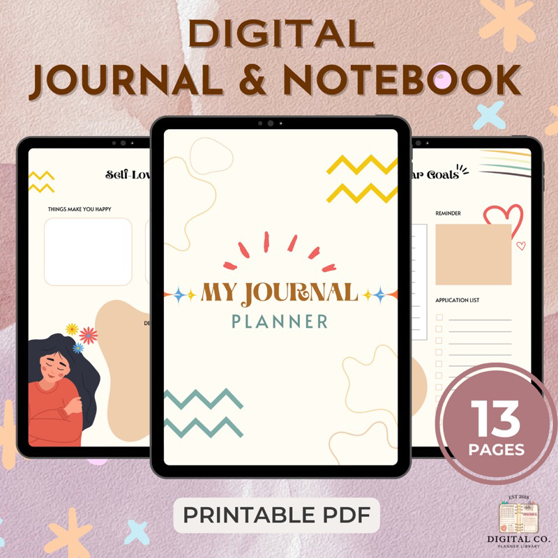 Cute Pink Digital Planner Journal & Notebook Printable PDF | Shopee ...