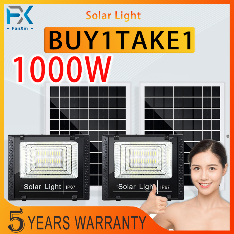 READY STOCK solar light outdoor lighting 1000W Spotlight lampu solar ...