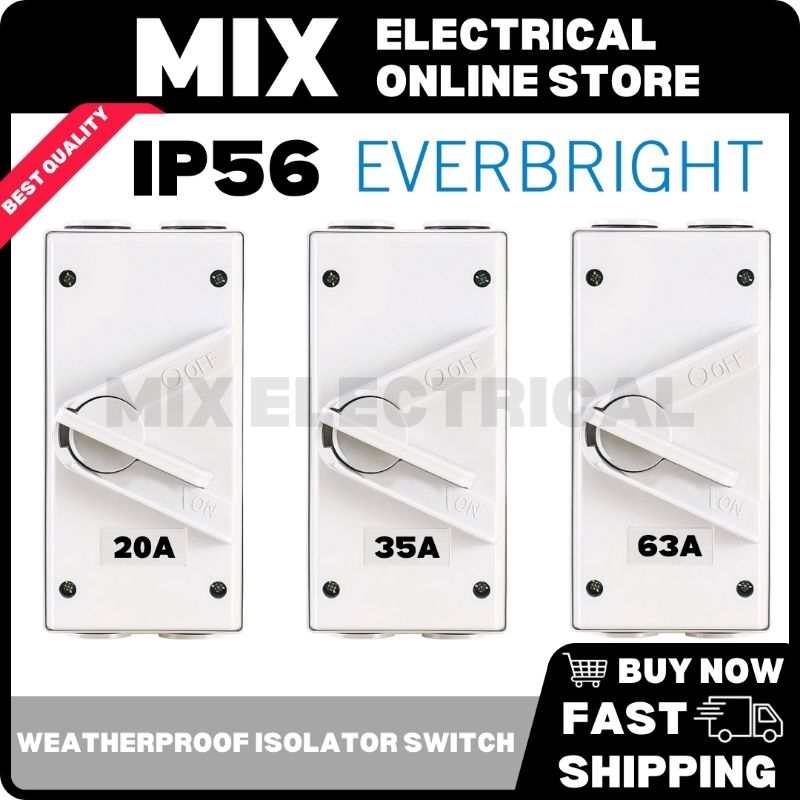 IP56 20A / 35A / 63A Weatherproof Isolator Switch Weatherproof Surface ...