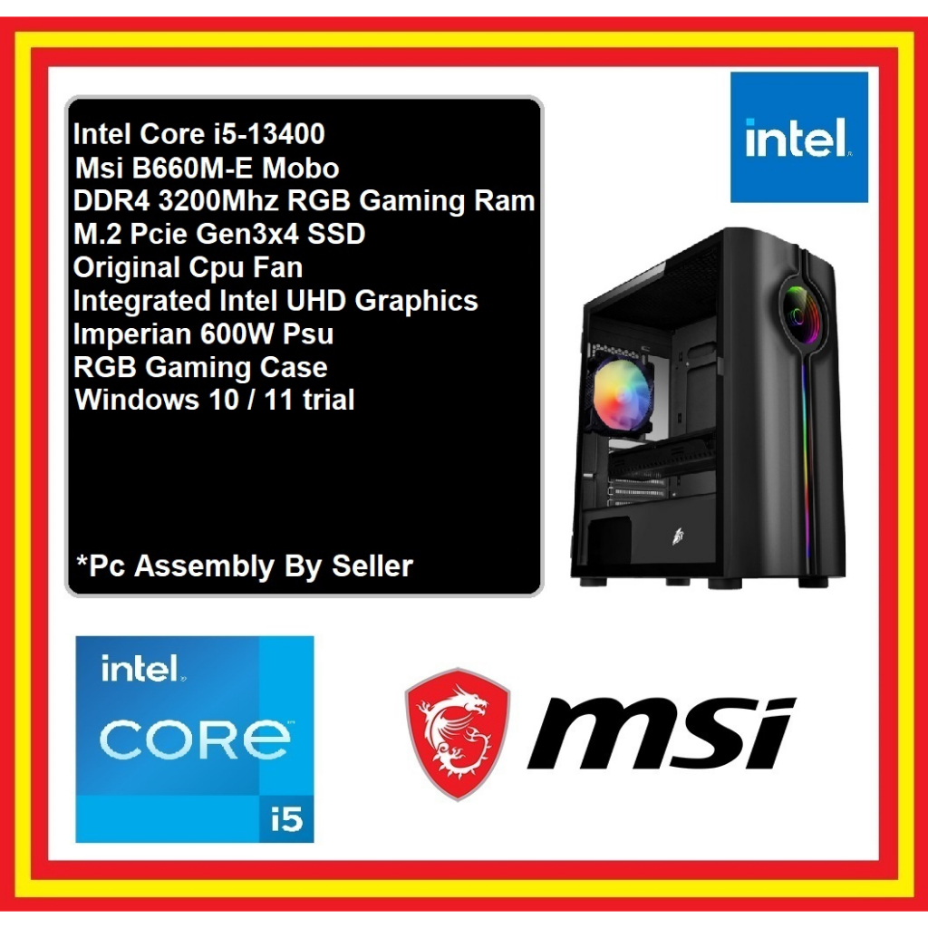 Gaming Value PC Desktop Intel Core i5 13400/8GB/16GB/256GB SSD/512GB ...