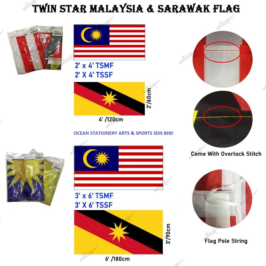 TWIN STAR MALAYSIA & SARAWAK FLAG(POLYESTER) | Shopee Malaysia