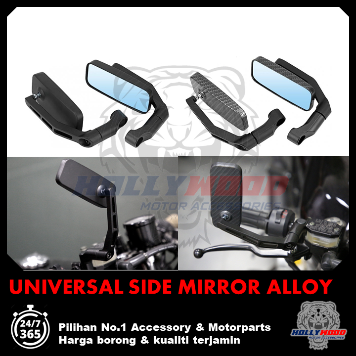 UNIVERSAL SIDE MIRROR ALLOY RECTANGLE CERMIN SISI PETAK ANTI-GLARE BLUE ...