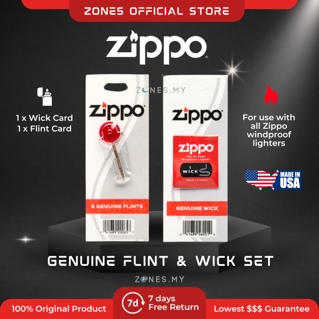 🇺🇸 Zippo USA Replacement Genuine Flint + Wick (Batu + Sumbu) | 100% ...