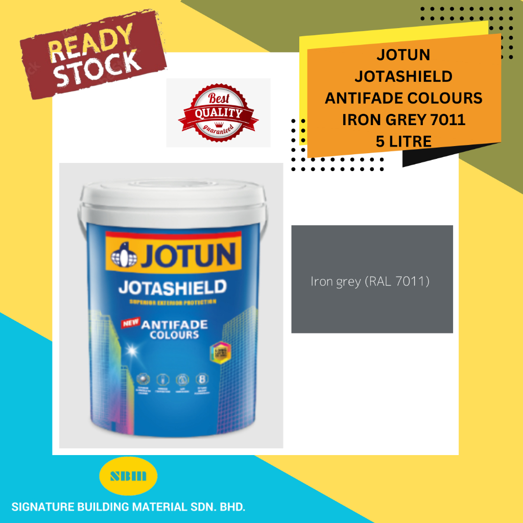 JOTUN JOTASHIELD ANTIFADE 7011 IRON GREY 5 LITER TOUGH SHIELD EXTERIOR WALL PAINT/ CAT DINDING ...