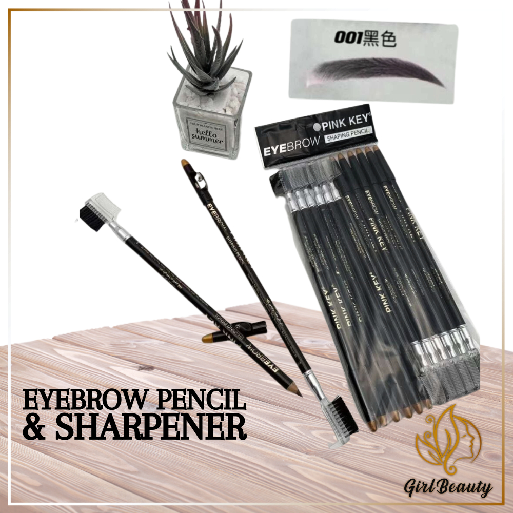 PINK KEY EYEBROW SHAPING PENCIL WATERPROOF MAKEUP PENCIL BLACK & BROWN ...