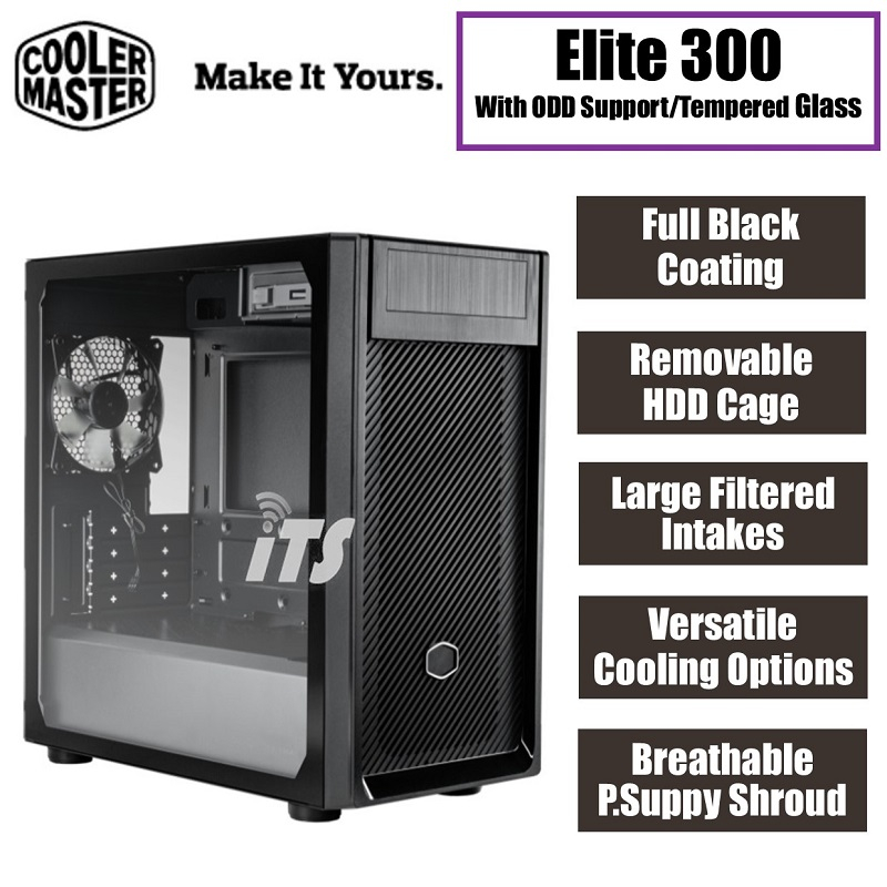Cooler Master MasterBox E300 Tempered Glass / Steel Chassis (With ODD) | Shopee Malaysia
