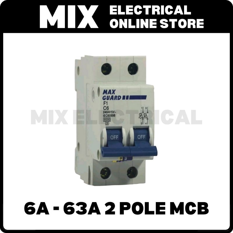 Maxguard 1POLE 2POLE 3POLE MCB 6A 10A 16A 20A 32A SIRIM APPROVED Miniature Circuit Breaker 6000A ...