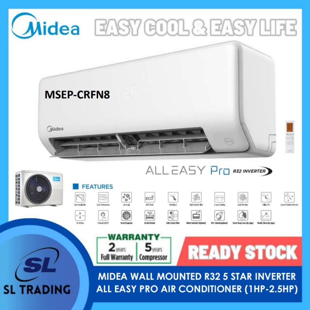 [INSTALLATION] MIDEA MSEPB-CRFN8 ALL EASY PRO (INVERTER) R32 AIRCOND (1.0HP, 1.5HP, 2.0HP, 2.5HP ...