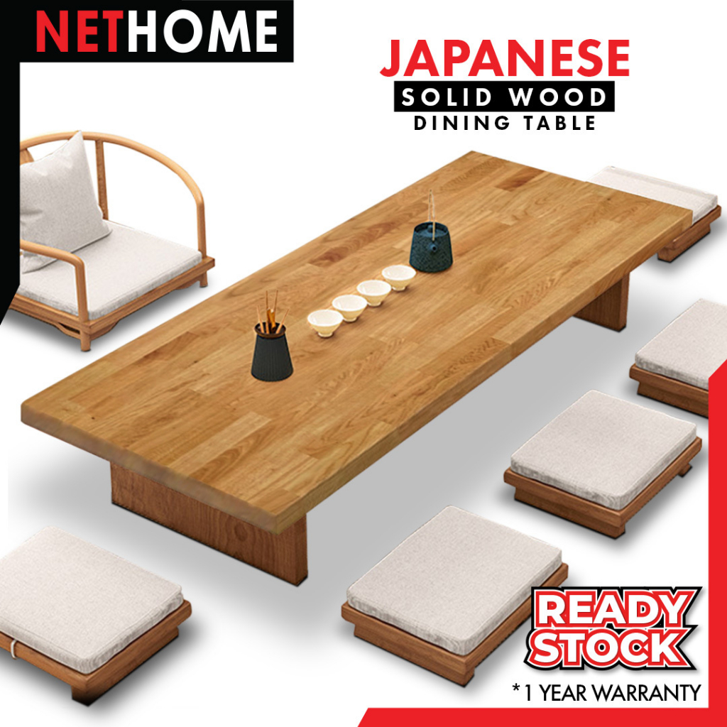 ⚡️NETHOME⚡️Japanese solid wood dinning table/ Full Solid Wood Japanese ...