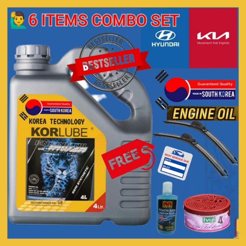 🔥𝟲 𝗕𝗔𝗥𝗔𝗡𝗚🔥 HYUNDAI KIA NAZA ENGINE OIL SERVICE SET MINYAK ENJIN KIA ...