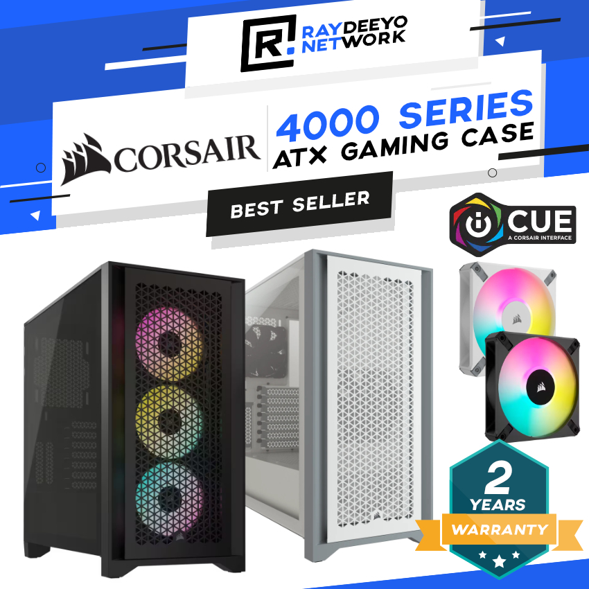 Corsair 4000D iCUE RGB AIRFLOW Tempered Glass Mid-Tower Case PC Casing ...