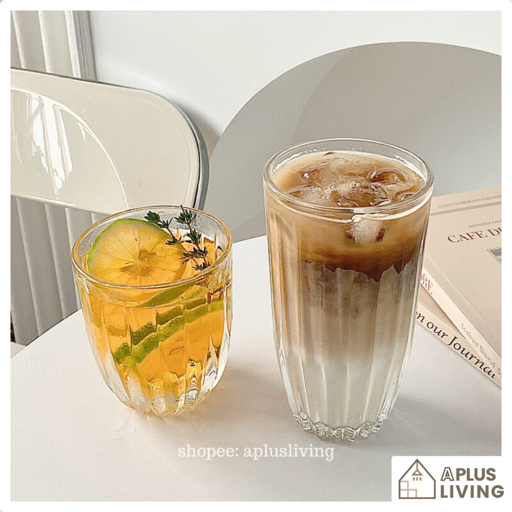 Ins Cafe Coffee Glass Cup Minimalist Glass Cup Transparent Clear ...