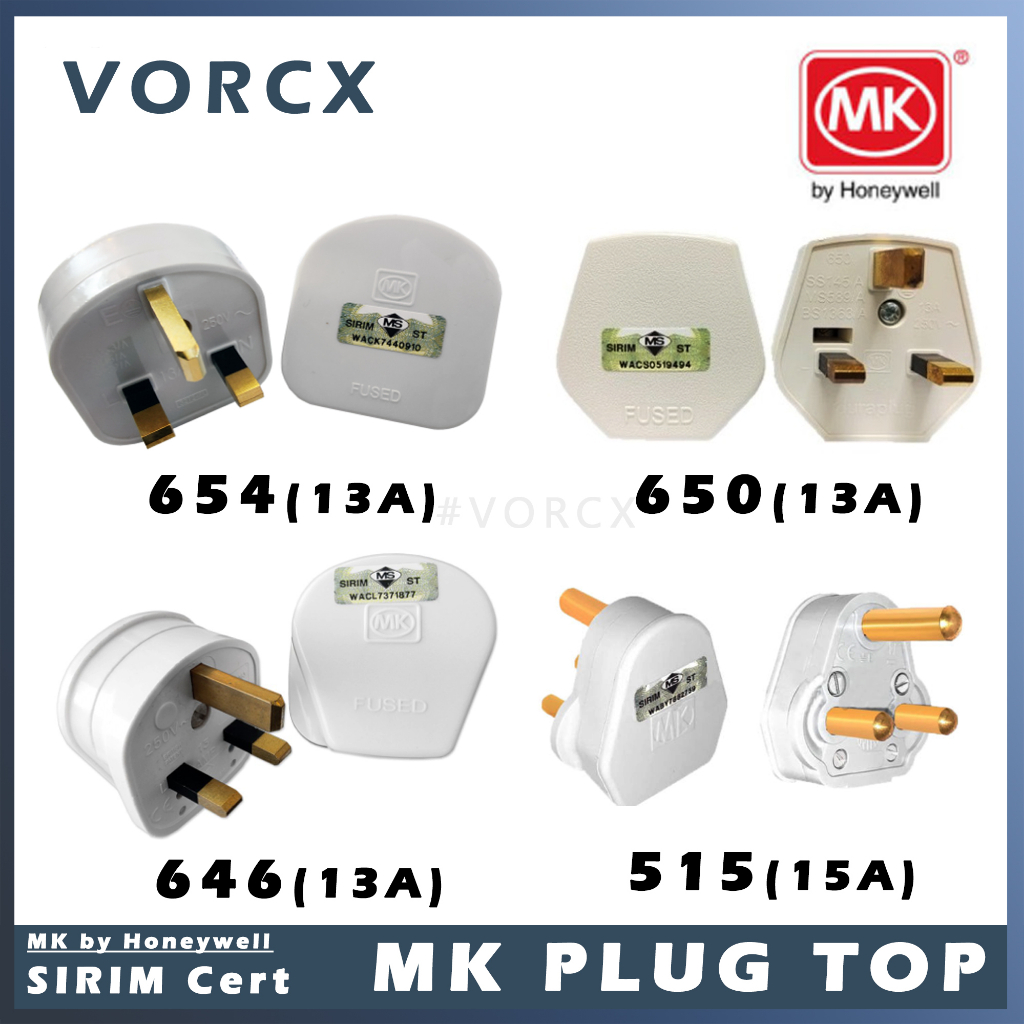 MK 654 646 650 13A 515 15A 3 PIN PLUG TOP SIRIM MK654 MK646 MK650 MK515 ...