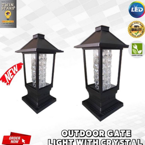 Outdoor Lamp Gate Lamp With Crystal Decorative Lamp Weather Proof ...