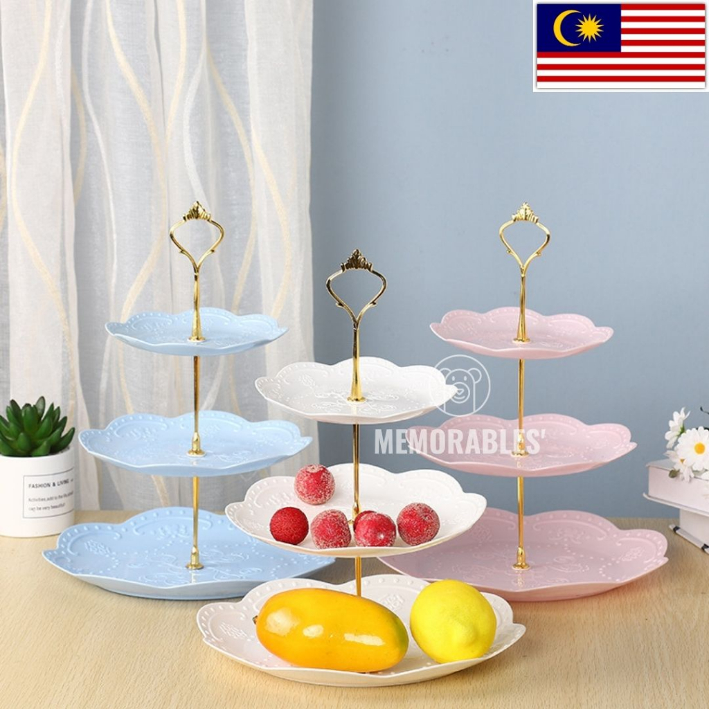 [READY STOCK] 3 Tier Dessert Tray European Style | Birthday Party Cake ...
