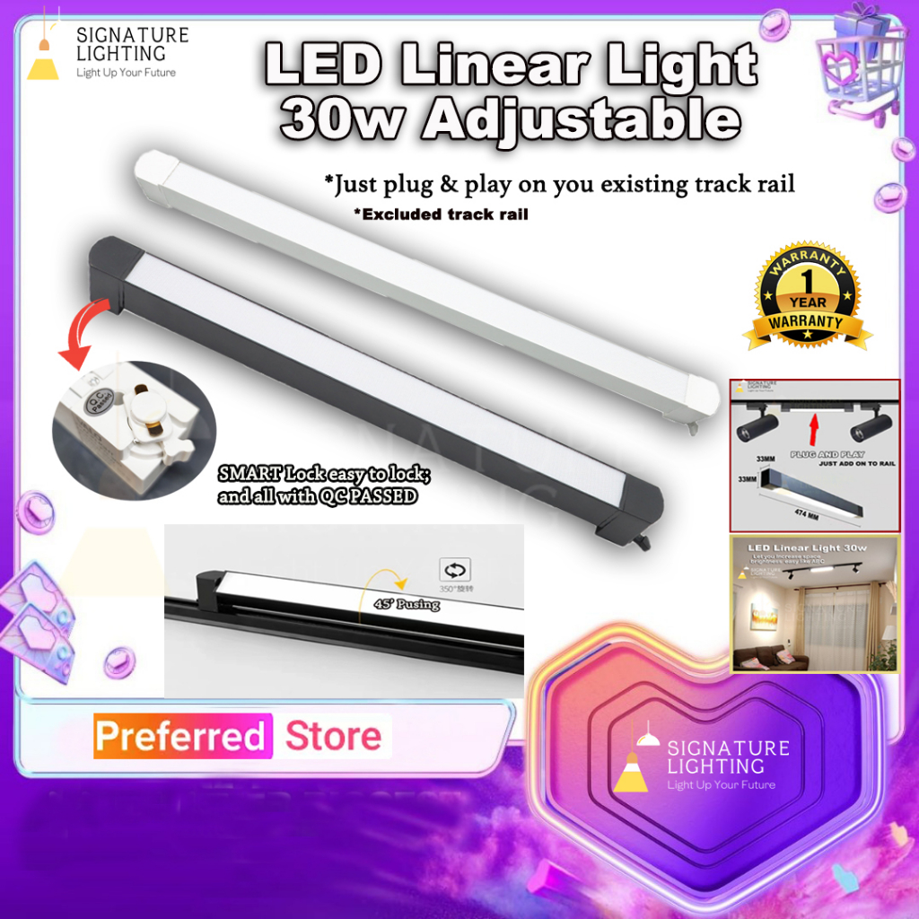 Led Track Rail Liners Track light Boleh Pusing Adjustable 20W 30W LED ...