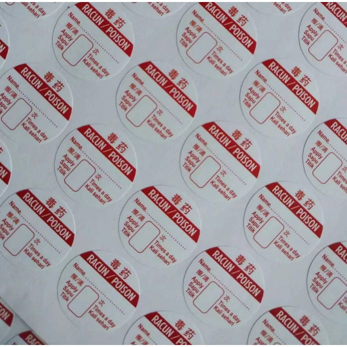 Various Diameter Size Round Labels for Caution Wording RACUN POISON ...