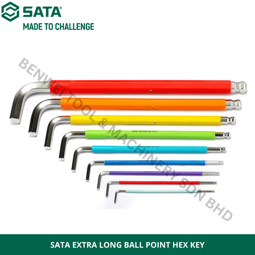 SATA ANTISLIP EXTRA LONG ARM BALL POINT HEX KEY / ALLEN KEY | Shopee ...