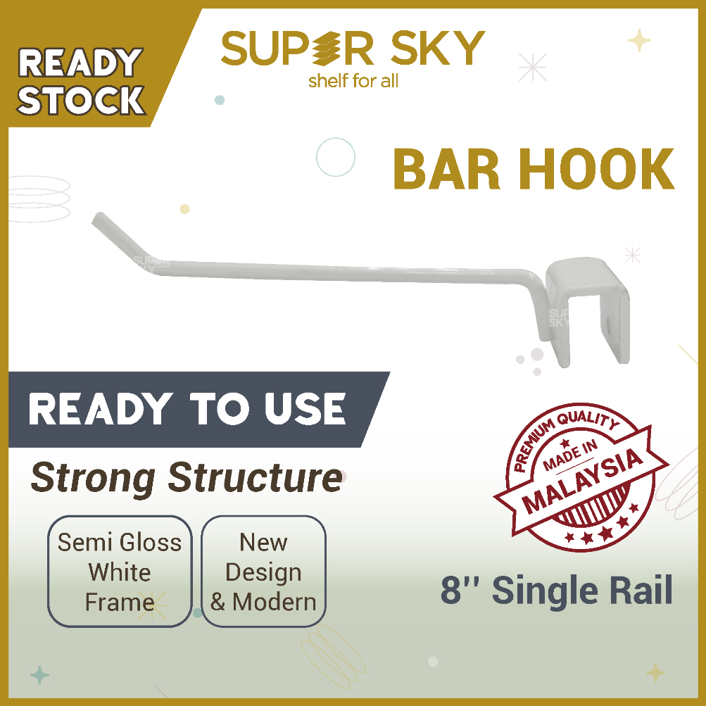 GONDOLA RACK BAR HOOK Single Rail comes with 10 pcs per pack fits in ...