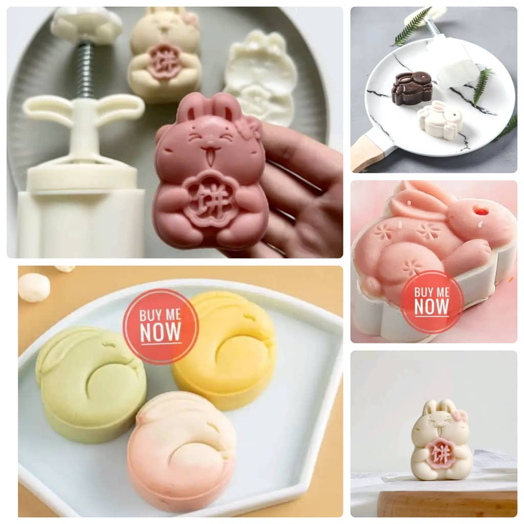 Rabbit Mooncake Mold 2024 NEW 3D Bunny Mooncake Mould 50g 3D Rabbit ...