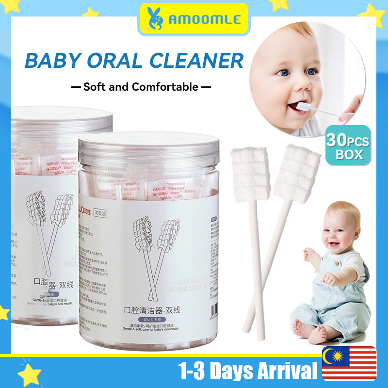 30 Sticks Baby Cotton Swab Mouth Tongue Cleaner Oral Cleaner Pembersih ...