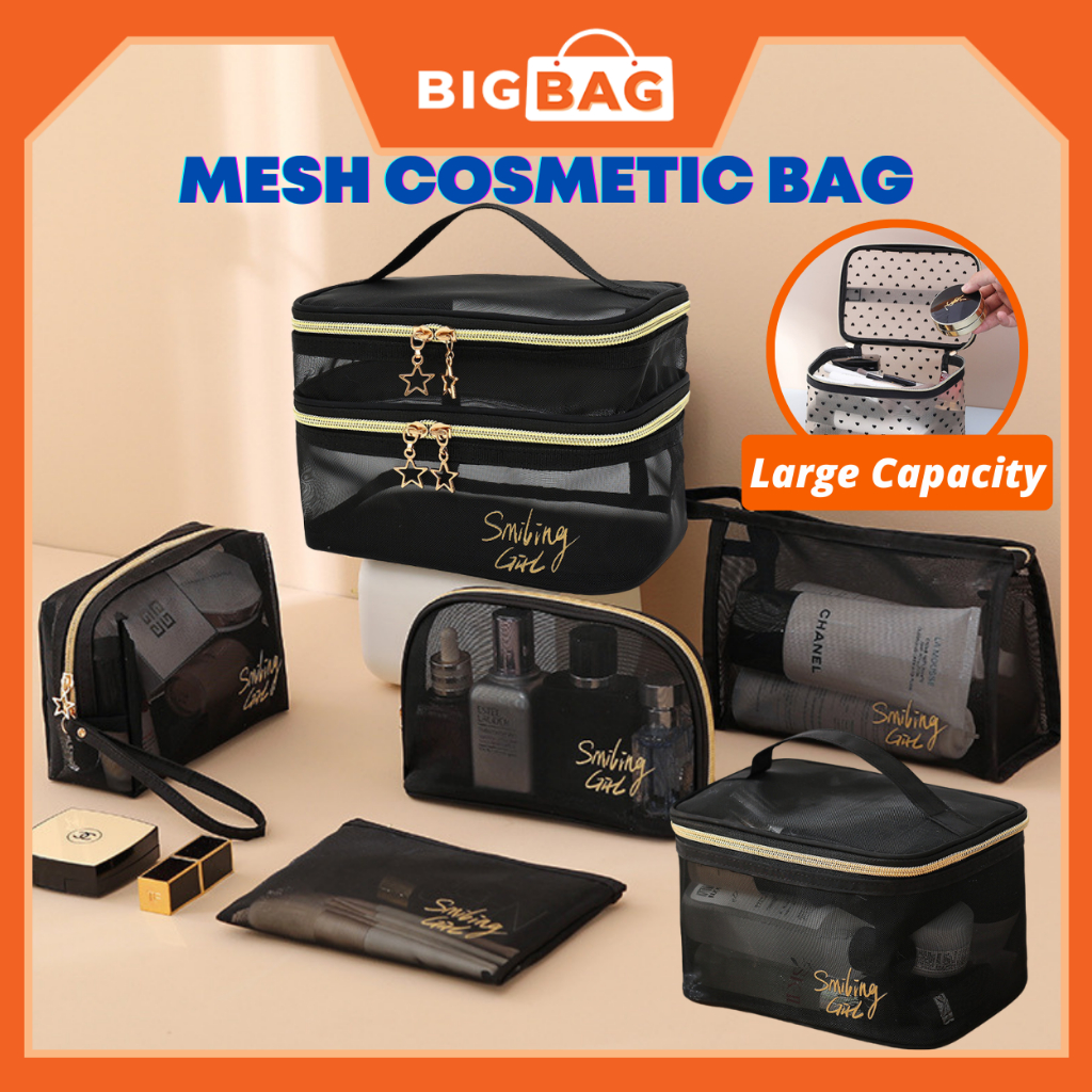 Cosmetic Storage Bag Makeup Bag Mesh Zipper Beg Besar Makeup ...