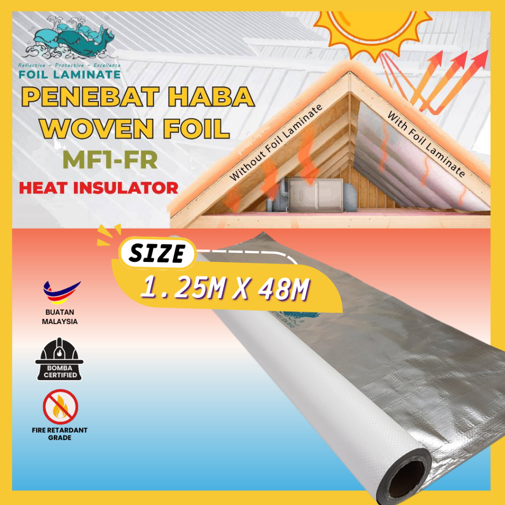 MF1-FR Aluminium Foil Woven Foil (48M-L) Penebat Haba Bumbung Rumah ...