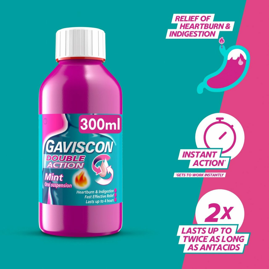 Gaviscon Double Action Liquid, Fast Relief of Heartburn & Indigestion ...