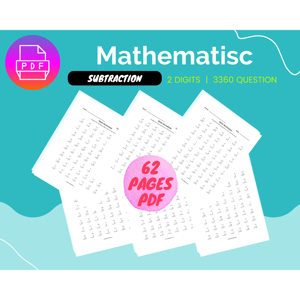 [PDF] Printable Mathematics Worksheet, Subtraction 2 Digits, Learn ...