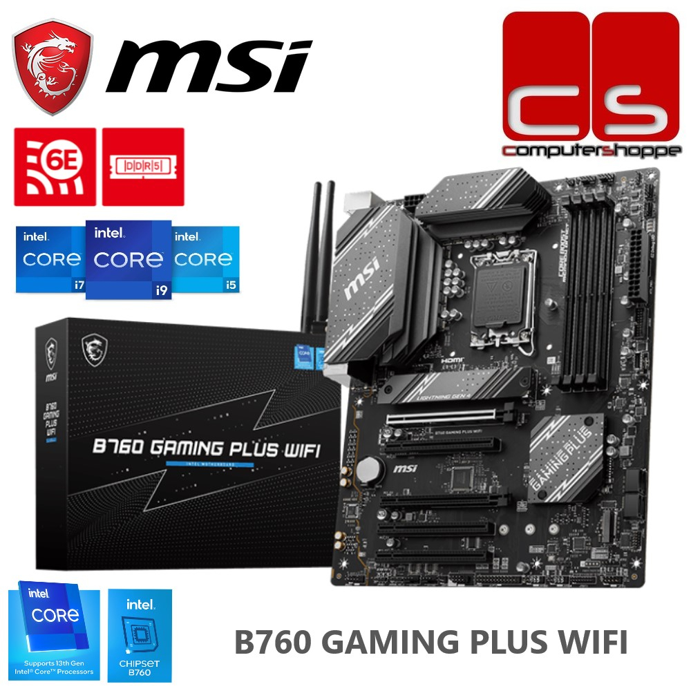 MSI B760 GAMING PLUS WIFI ATX Gaming Motherboard + Intel 12th &14th Gen ...
