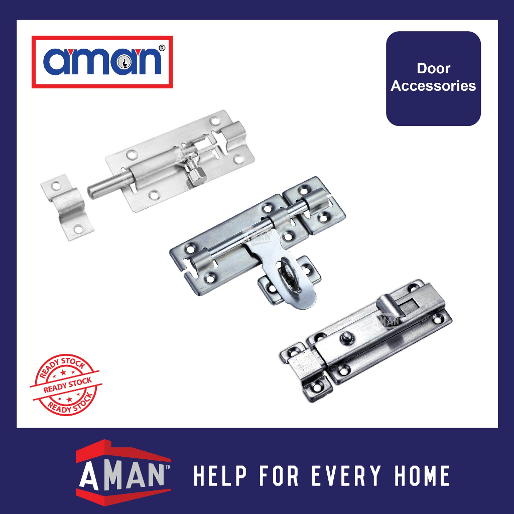 AMAN Stainless Steel Door Bolts Latch Slug Sliding Door Lock Door Slide ...
