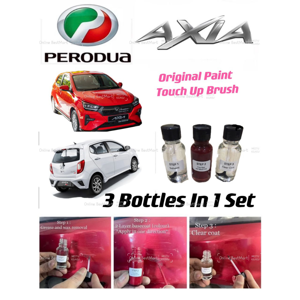 Perodua Axia Paint Repair Kit Original Colour Touch Up Paint Combo Set ...