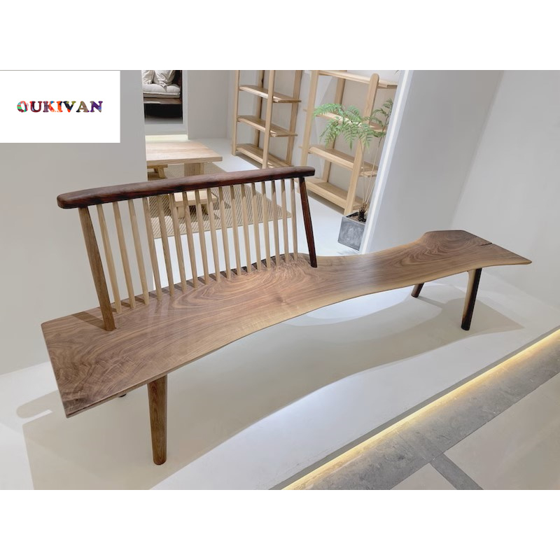 SOLID WOOD Long Bench With Back Rest Creative Design Leisure Bench ...