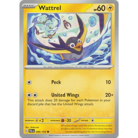 Wattrel / 080/193 / Common / Scarlet & Violet Paldea Evolved Pokemon ...