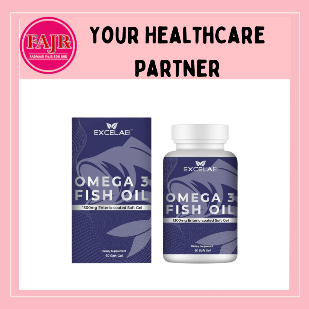 EXCELAB OMEGA 3 FISH OIL 1300MG 30 CAPSULES COATED SOFTGEL | Shopee ...